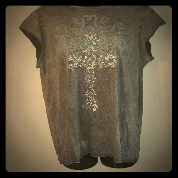 Mixit | Tops | Mixitcap Sleeves Black Faded Tee | Poshmark